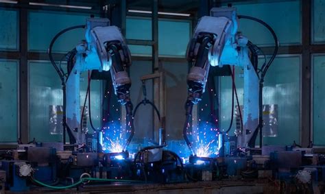 Premium Photo Robot Arms Machine In Intelligent Factory Industrial On Monitoring System Software