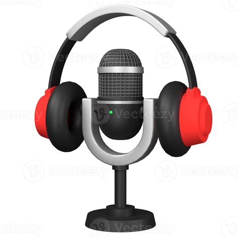 3d Rendering Of Microphone And Headphone Broadcasting Concept 12375240 Png