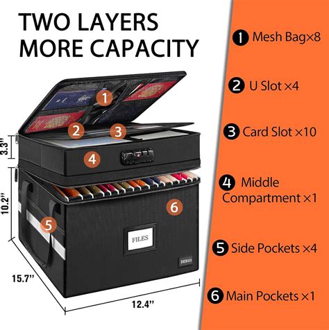 Buy Fireproof Document Box With Lock 2 Layer File Box Water Resistant File Organizer With