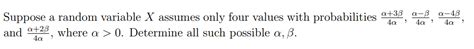 Solved Suppose A Random Variable X ﻿assumes Only Four Values
