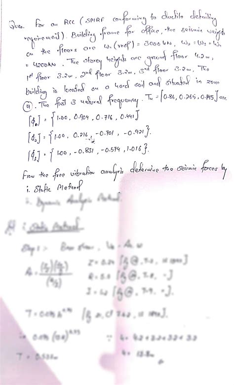 SOLUTION Rcc Seismic Force Static And Dynamic Analysis Method Studypool