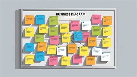 Colorful Business Diagram With Sticky Notes For Project Management And Brainstorming Ideas In A