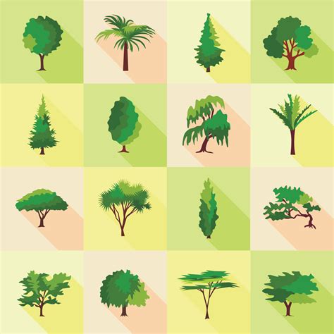 Tree Type Forms Icons Set Flat Style 8851720 Vector Art At Vecteezy