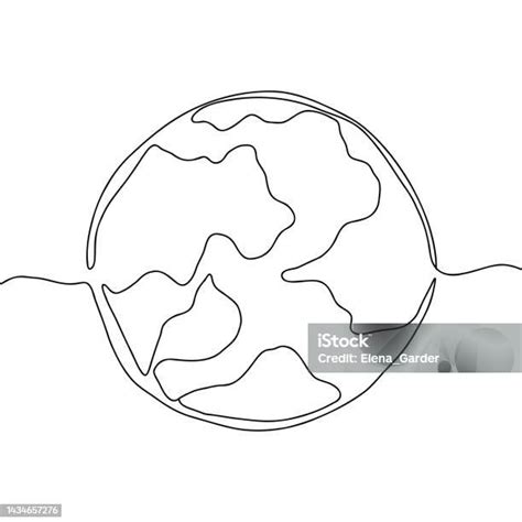 연속 얇은 한 줄 접지 글로브 월드 싱글 라인 벡터 행성 윤곽선 개념 단일 객체에 대한 스톡 벡터 아트 및 기타 이미지 단일