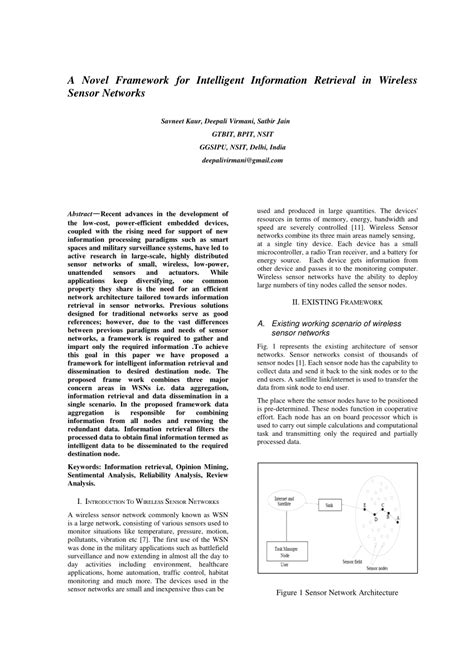 Pdf A Novel Framework For Intelligent Information Retrieval In Wireless Sensor Networks