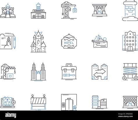 construction design outline icons collection architecture drafting