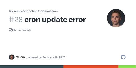 Cron Update Error · Issue 28 · Linuxserverdocker Transmission · Github