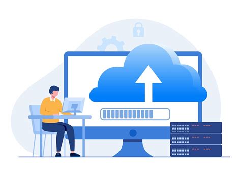 Premium Vector Cloud System File Download Database Protection Concept Data Center File