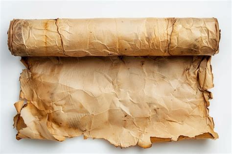 Vintage Blank Paper Scroll Isolated On White Background With Copy Space