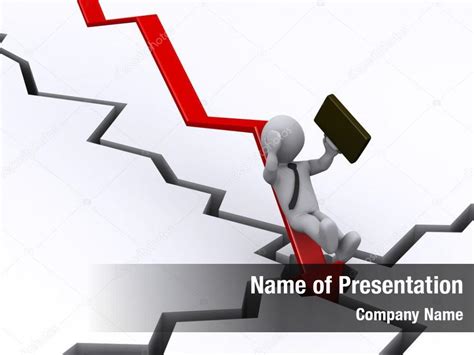 Red Businessman Falling Graph That PowerPoint Template Red Businessman Falling Graph That