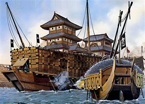 The Nihon Maru Flagship Of The Japanese Navy Holed By A Korean Turtle