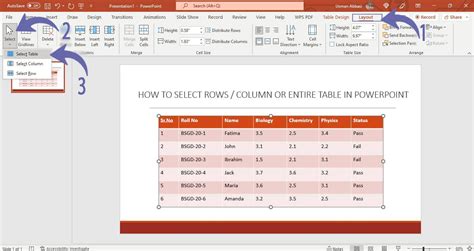 PowerPoint Select Row Column Or The Entire Table SlideGem