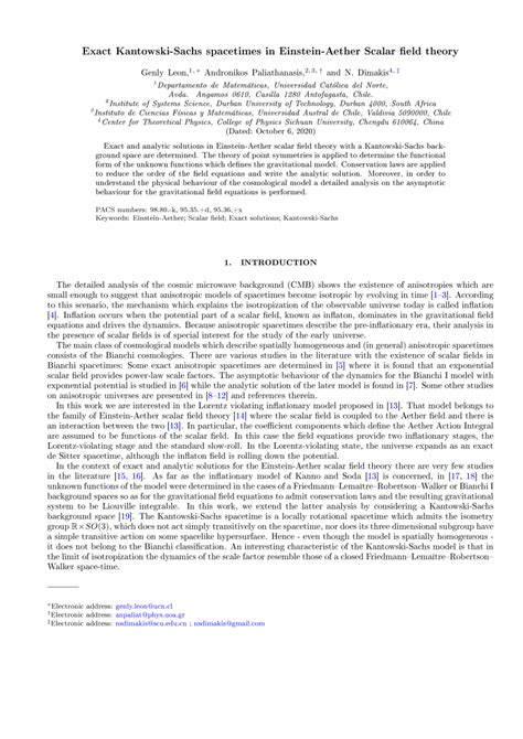 Pdf Exact Kantowski Sachs Spacetimes In Einstein Aether Scalar Field