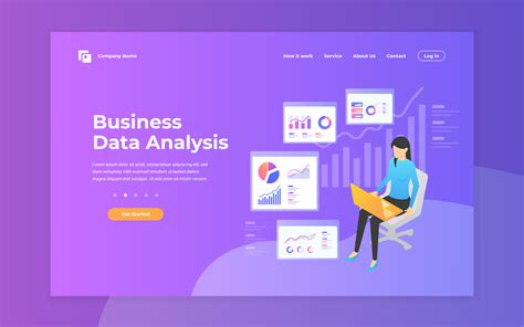 Business Data Analysis Landing Page Design Template 1309108 Vector Art