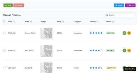 Datatable Codesandbox