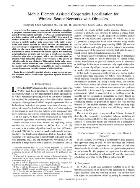 Pdf Mobile Element Assisted Cooperative Localization For Wireless