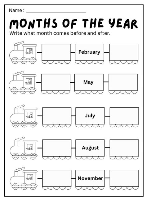 Months Of The Year Tracing Worksheets For Preschool Kindergarten