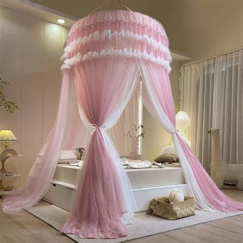 Kadahis Bed Canopy For Girls And Adults Round Dome Lace Princess
