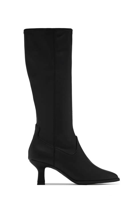 Miss Lola Roxanna Black Kitten Heel Boots Miss Lola