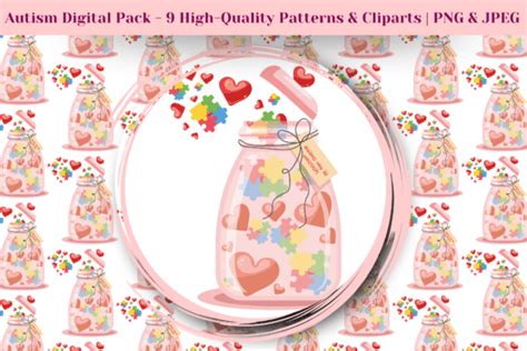 Autism Digital Pack 9 Patterns Andcliparts Graphic By Eliya Studio Paris
