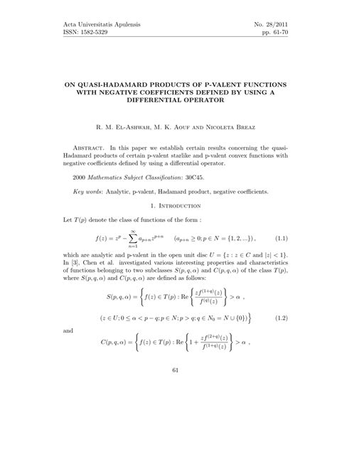 Pdf On Quasi Hadamard Products Of P Valent Functions With Negative