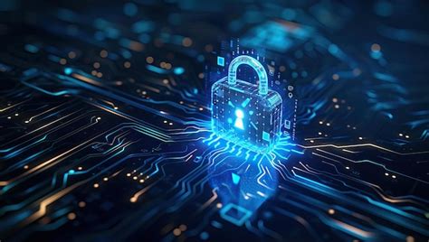 Premium Photo Glowing Padlock Symbolizing Cybersecurity On Digital Circuit Board