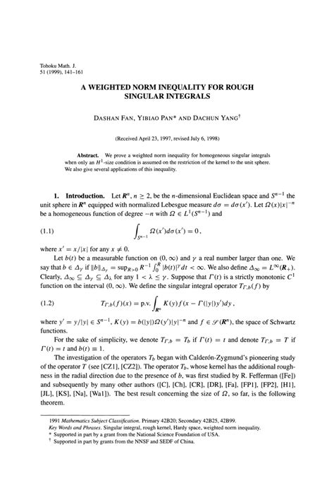 Pdf A Weighted Norm Inequality For Rough Singular Integrals
