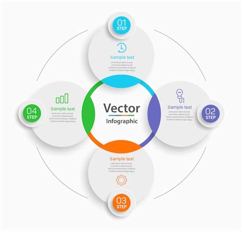 4 단계가있는 인포 그래픽 다이어그램의 창의적인 개념 프리미엄 벡터