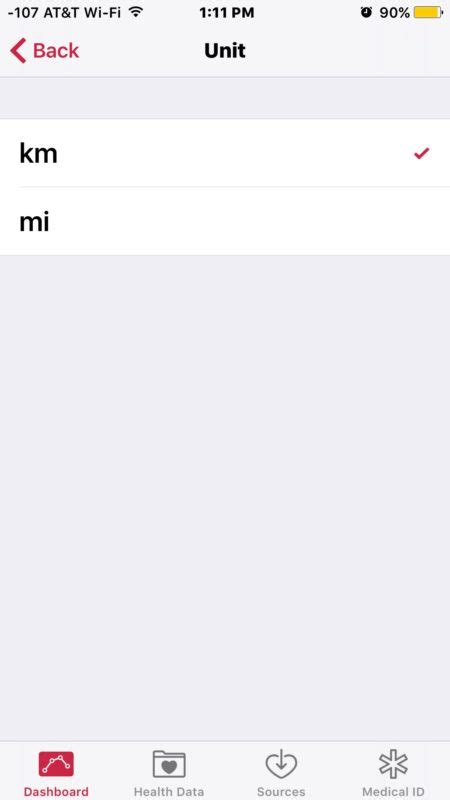 Switch Distance Measurement To Miles Or Kilometers On Health App For IPhone