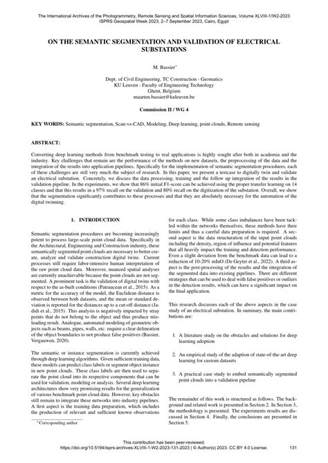 Pdf On The Semantic Segmentation And Validation Of Electrical Substations