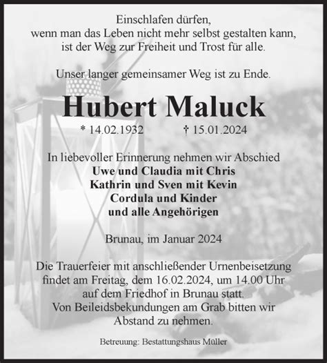 Traueranzeigen Von Hubert Maluck Abschied Nehmen De