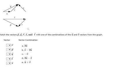 solved match the vectors p q r s and t with one of the