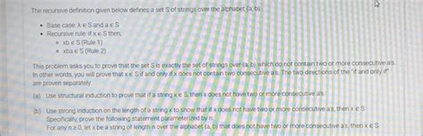 Solved The Recursive Definition Given Below Defines A Set Of