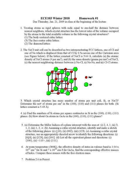 Assignment 1 For Fundamentals Of Devices And Materials Ece 103 Docsity