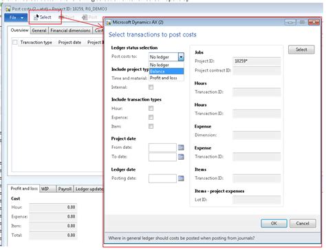 Dynamics AX Concoction AX Post Costs For A Project Using X Code