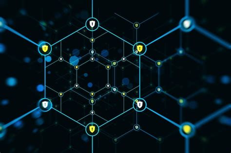 Premium Photo An Abstract Digital Network With Nodes And Encryption Icons In Blue Hues With
