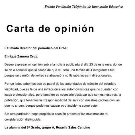 Pin De Monica B R En 1 Carta De Opinion Ejemplo De Carta
