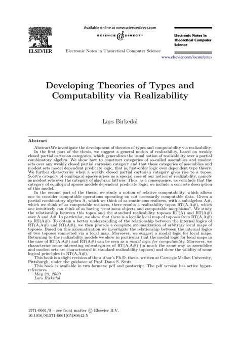pdf developing theories of types and computability via realizability