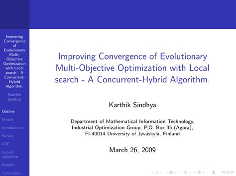 Pdf Improving Convergence Of Evolutionary Multi Objective
