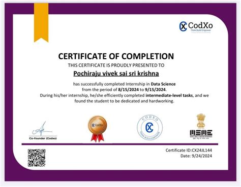 vivek pochiraju on linkedin datascience internship codxo machinelearning dataanalysis