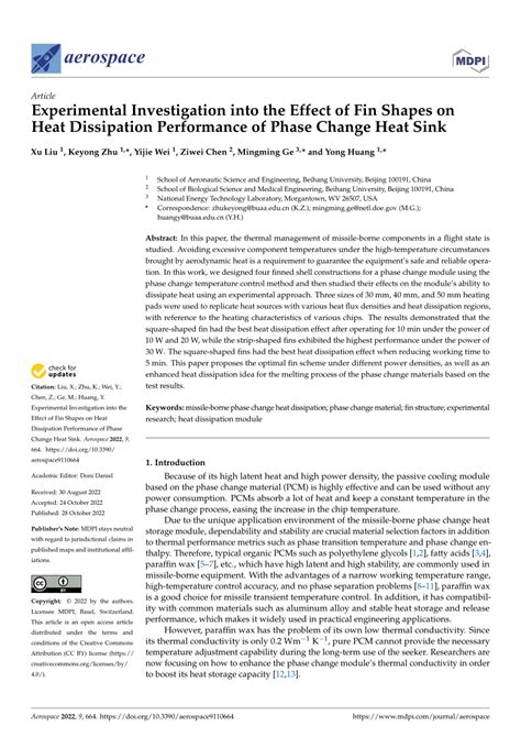 Pdf Experimental Investigation Into The Effect Of Fin Shapes On Heat Dissipation Performance