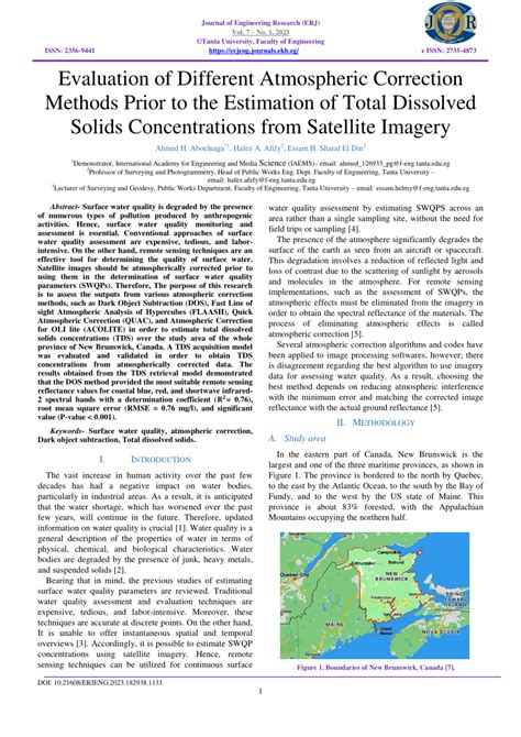 Pdf Evaluation Of Different Atmospheric Correction ‎methods Prior To The Estimation Of Total