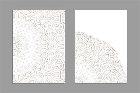 꽃 모티브 인사말 및 비즈니스 카드 브로셔 커버에 대 한 서식 파일이 오리엔탈 레이스 패턴입니다 만다라입니다 날짜 Rsvp 저장 웨딩 초대장 0명에 대한 스톡 벡터 아트 및