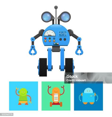 Ilustrasi Vektor Koleksi Robot Teknologi Ilustrasi Stok Unduh Gambar