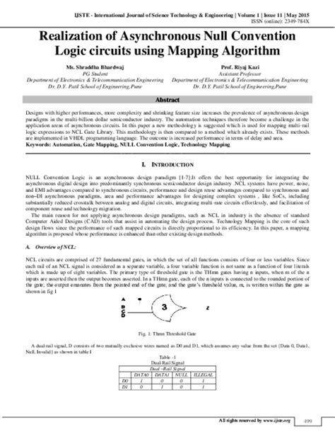Pdf Realization Of Asynchronous Null Convention Logic Circuits Using Mapping Algorithm