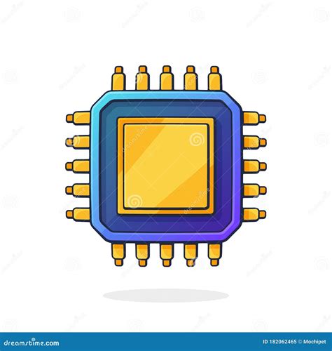 Vector Illustration Electronic Integrated Circuit Top View Computer Microchip Or Nano