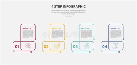 4 Points Template Infographic Outline Style With 4 Point Step Template With Creative Line