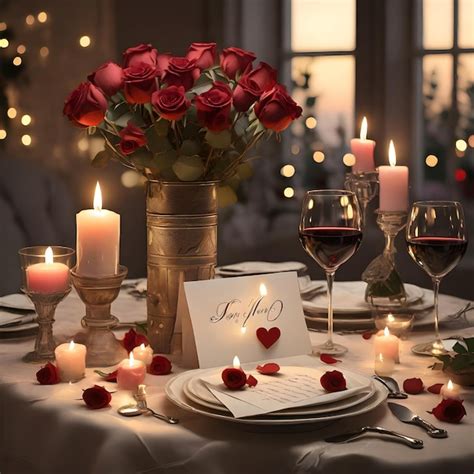 Premium Photo Romantic Ambiance Candlelit Dinner Table Of Love