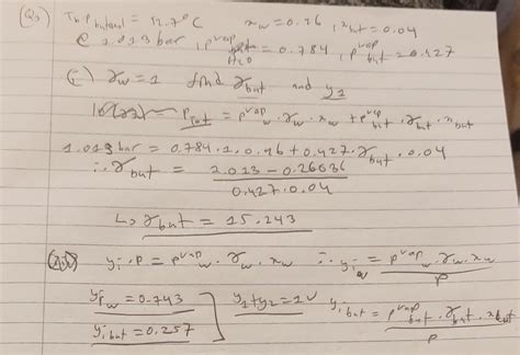 Solved The Bubble Point Of A Liquid Mixture Of N Butanol And