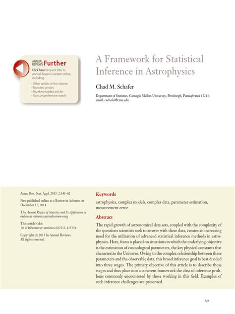 A Framework For Statistical Inference In Astrophysics Pdf Redshift